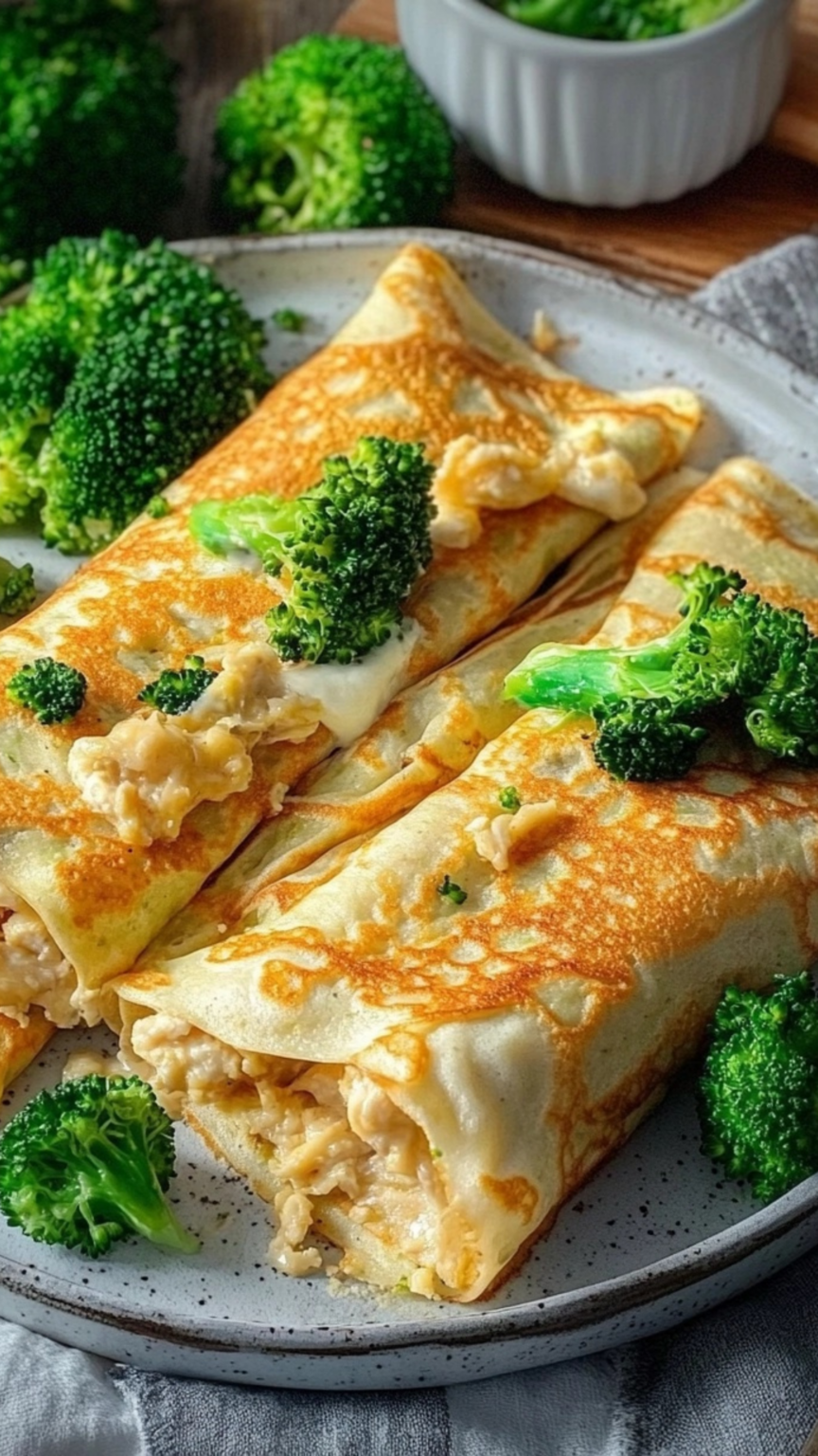 Chicken Broccoli Crepes with Cheddar Sauce: A Comforting Delight for ...